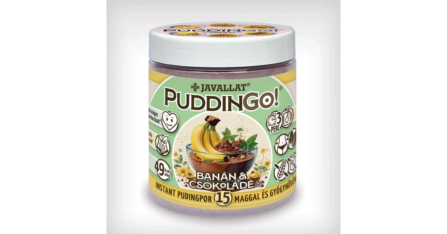 PuddinGo!® BANÁN és CSOKOLÁDÉ ízű instant pudingpor 300g